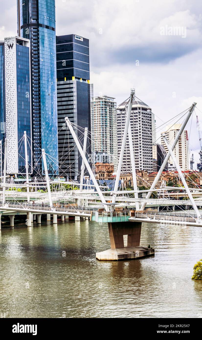 Vertical city landscape of urbanized harmonics with bridges, high rises ...