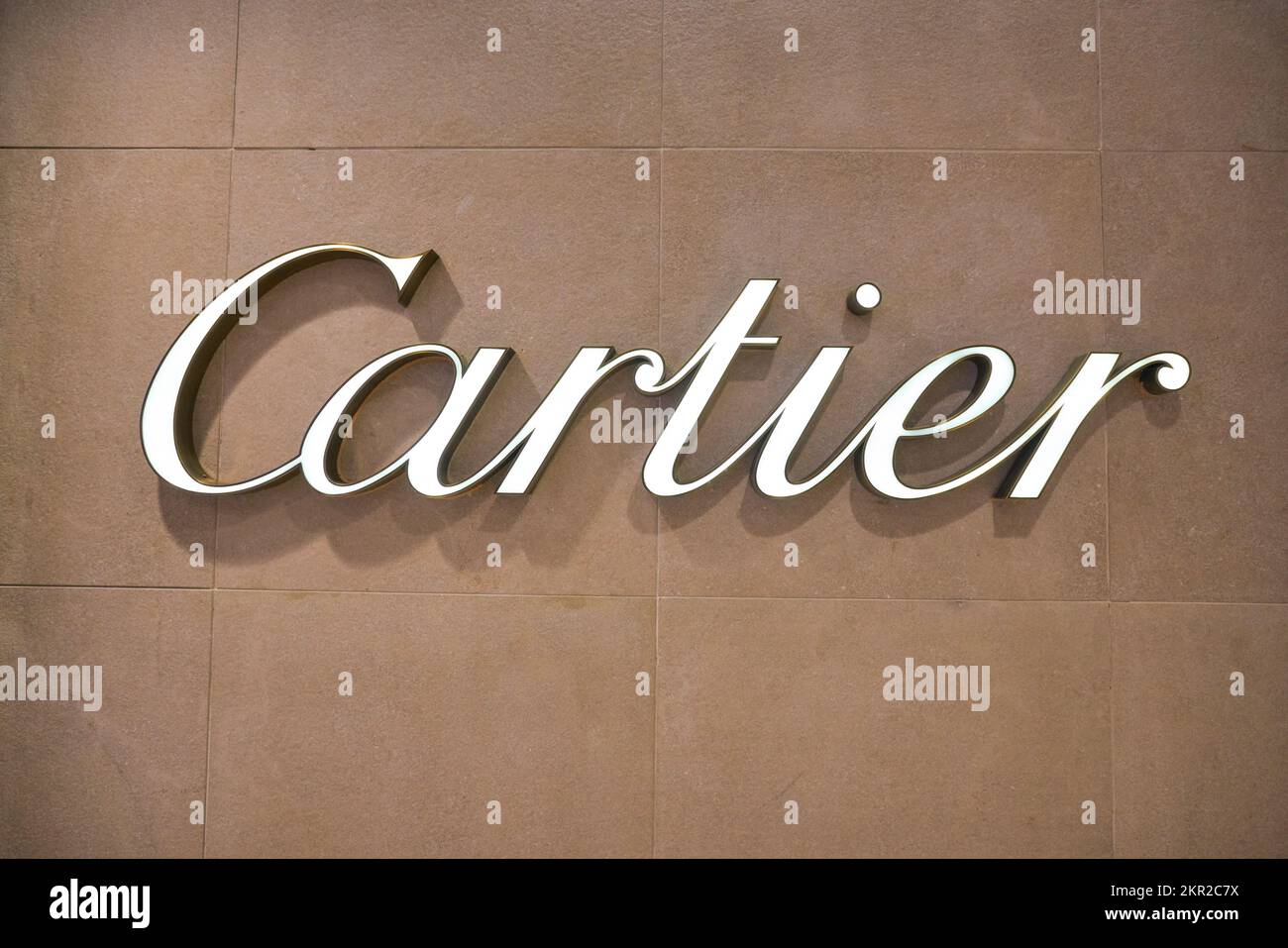 HONG KONG - CIRCA DECEMBER, 2019: close up shot of Cartier sign as seen ... HONG KONG - CIRCA DECEMBER, 2019: close up shot of Cartier sign as seen ...