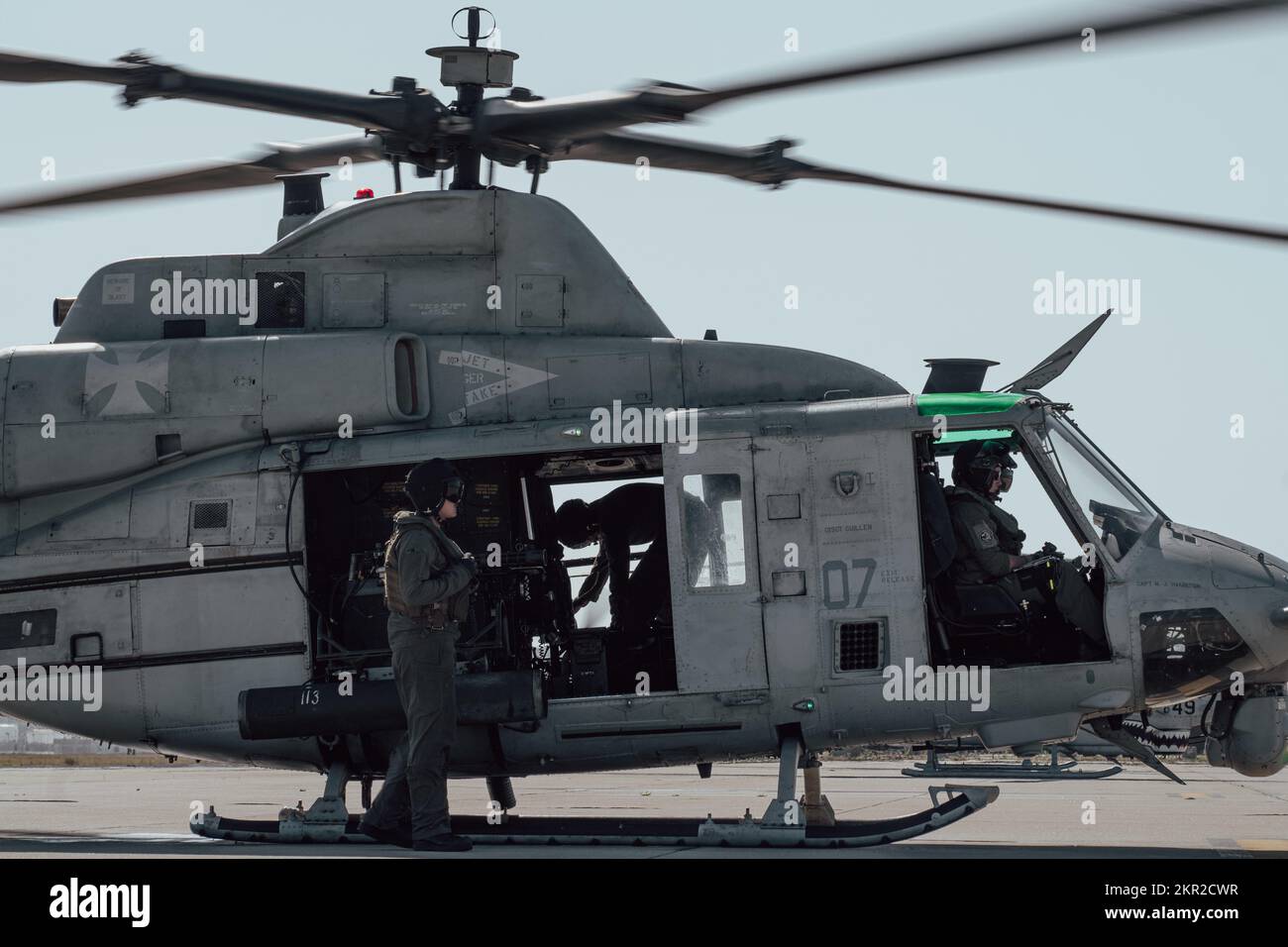 U.S. Marines with Marine Light Attack Helicopter Squadron 775 prepare ...