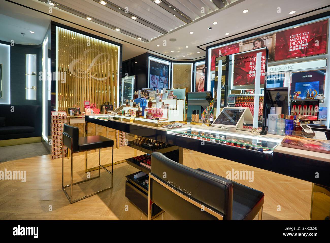 HONG KONG - CIRCA DECEMBER, 2019: interior shot of Estee Lauder store ...