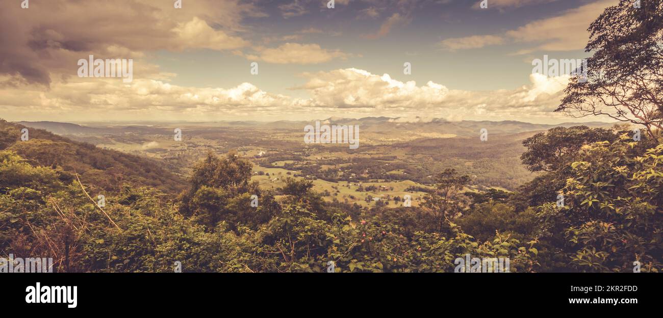 Rustic Australian country panorama on a elevated vista view of Mount ...