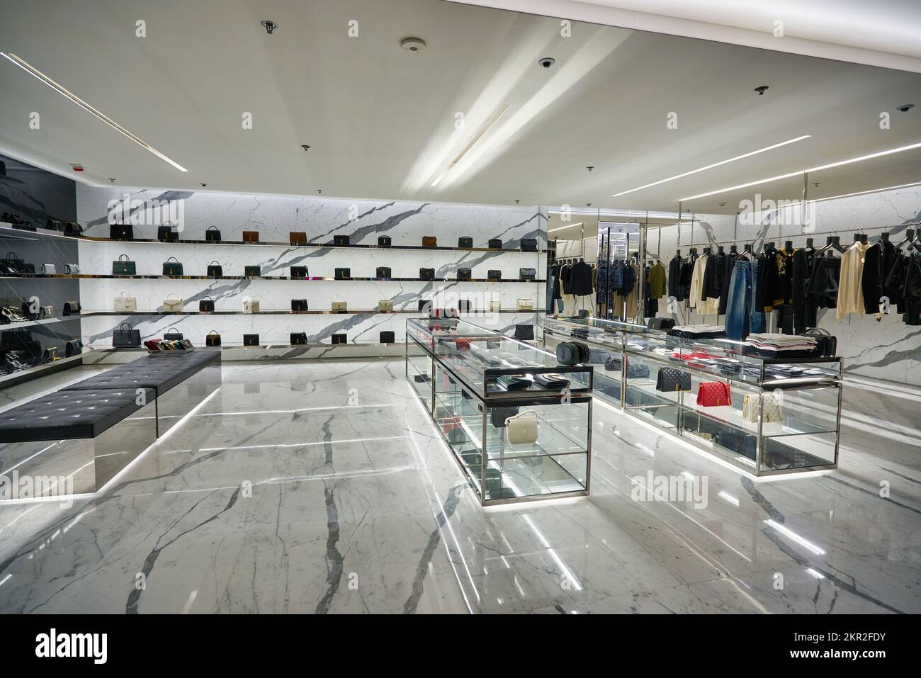 HONG KONG - CIRCA DECEMBER, 2019: interior shot of Yves Saint Laurent ...