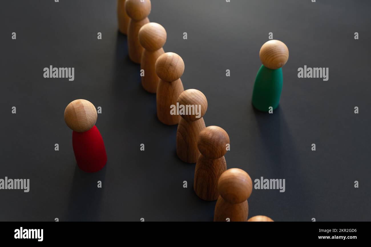 Barrier between people. Hide behind others. Refusal to contact. Barrier ...