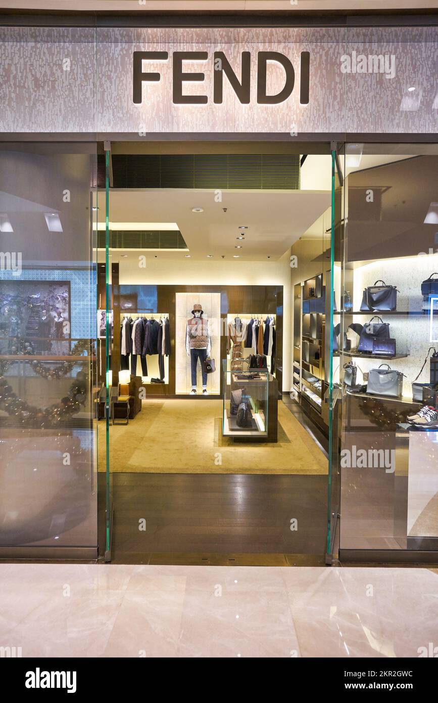HONG KONG - CIRCA DECEMBER, 2019: entrance to Fendi store at Elements ...