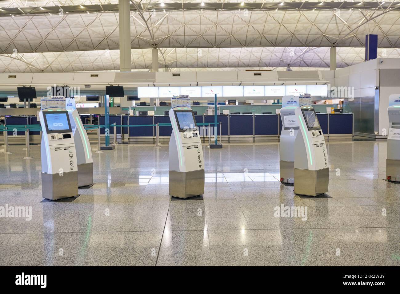 HONG KONG - CIRCA DECEMBER, 2019: self-service check-in kiosks at Hong ...