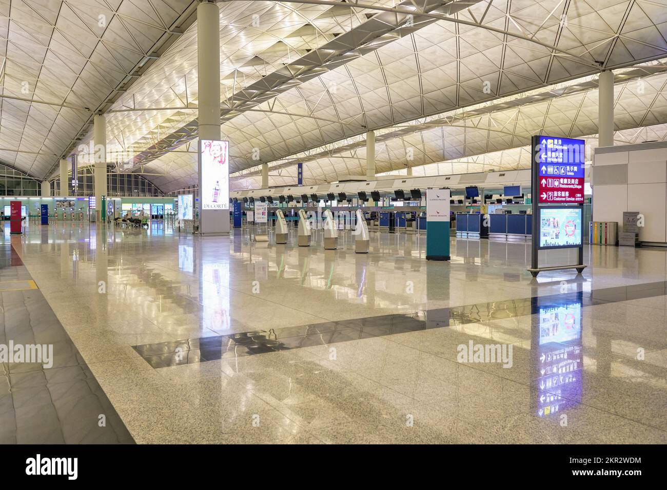 HONG KONG - CIRCA DECEMBER, 2019: check-in counters at Hong Kong ...