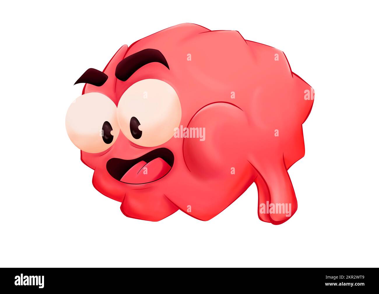 Cartoon style illustration of a smiling brain, big eyes and eyebrows ...