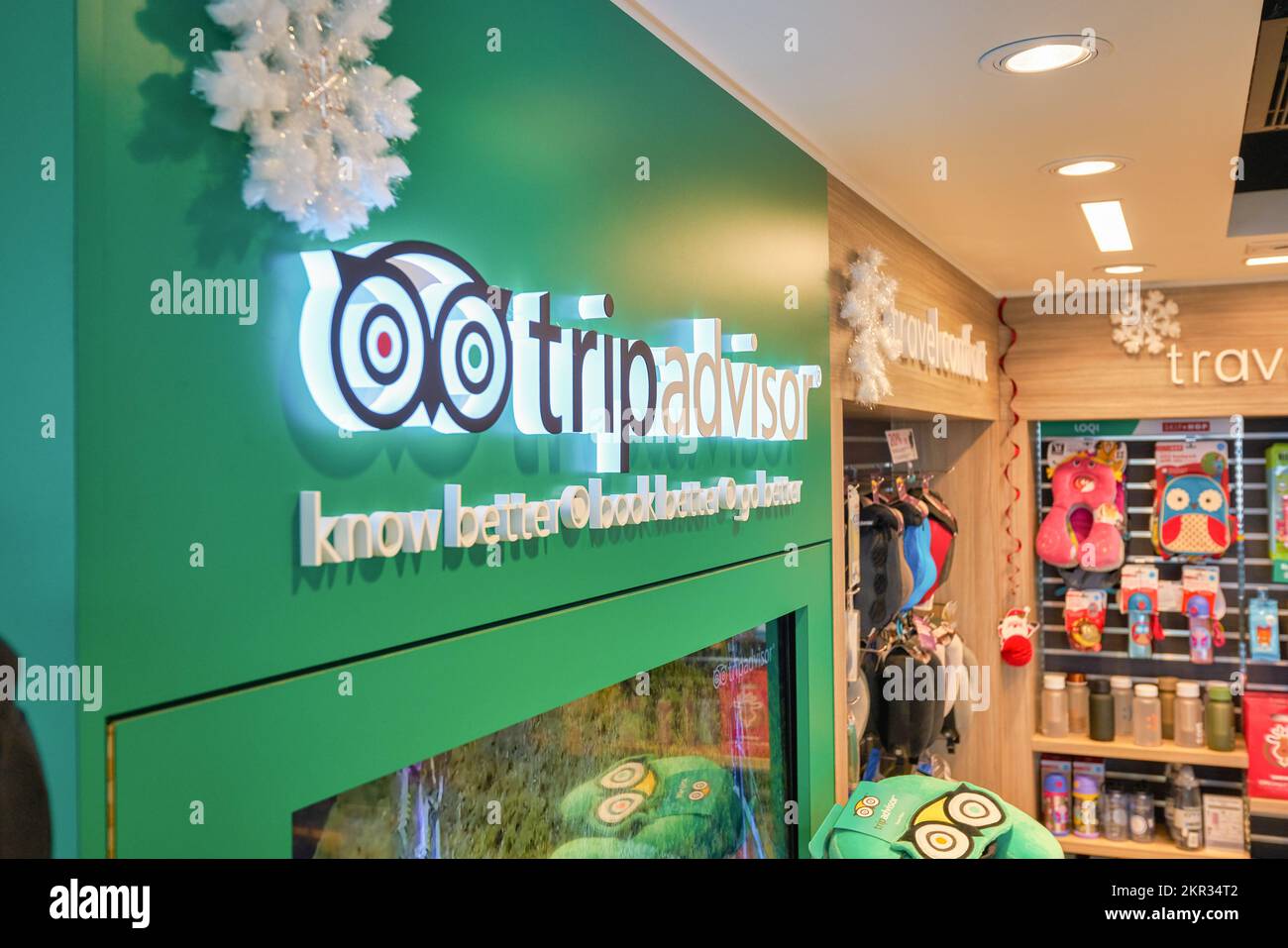 HONG KONG - CIRCA DECEMBER, 2019: TripAdvisor sign as seen at the shop ...