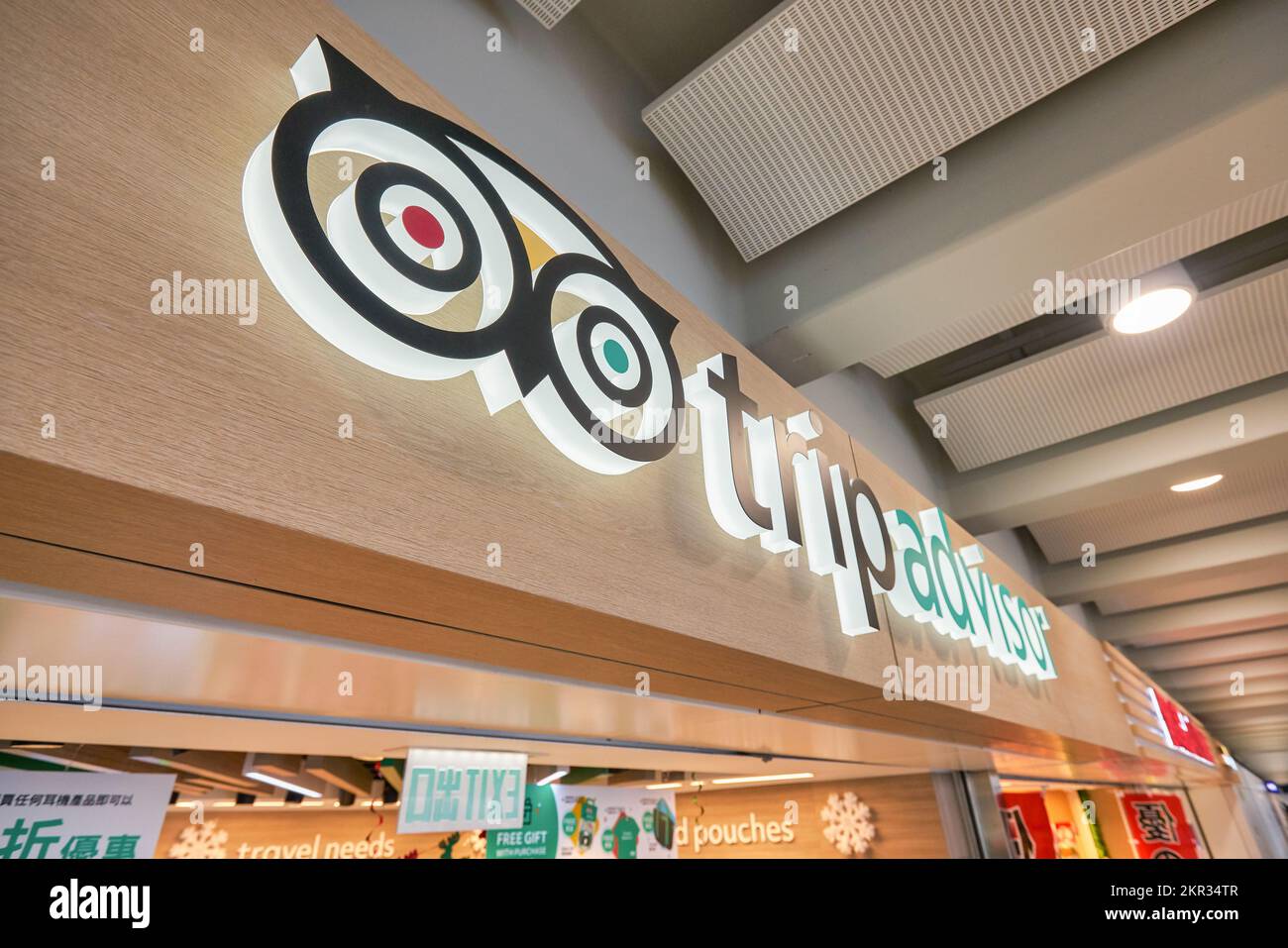 HONG KONG - CIRCA DECEMBER, 2019: TripAdvisor sign as seen at the shop ...