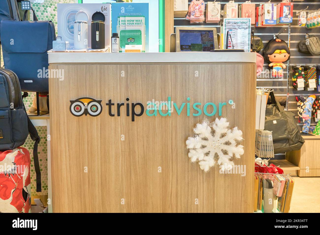 HONG KONG - CIRCA DECEMBER, 2019: TripAdvisor sign as seen at the shop ...