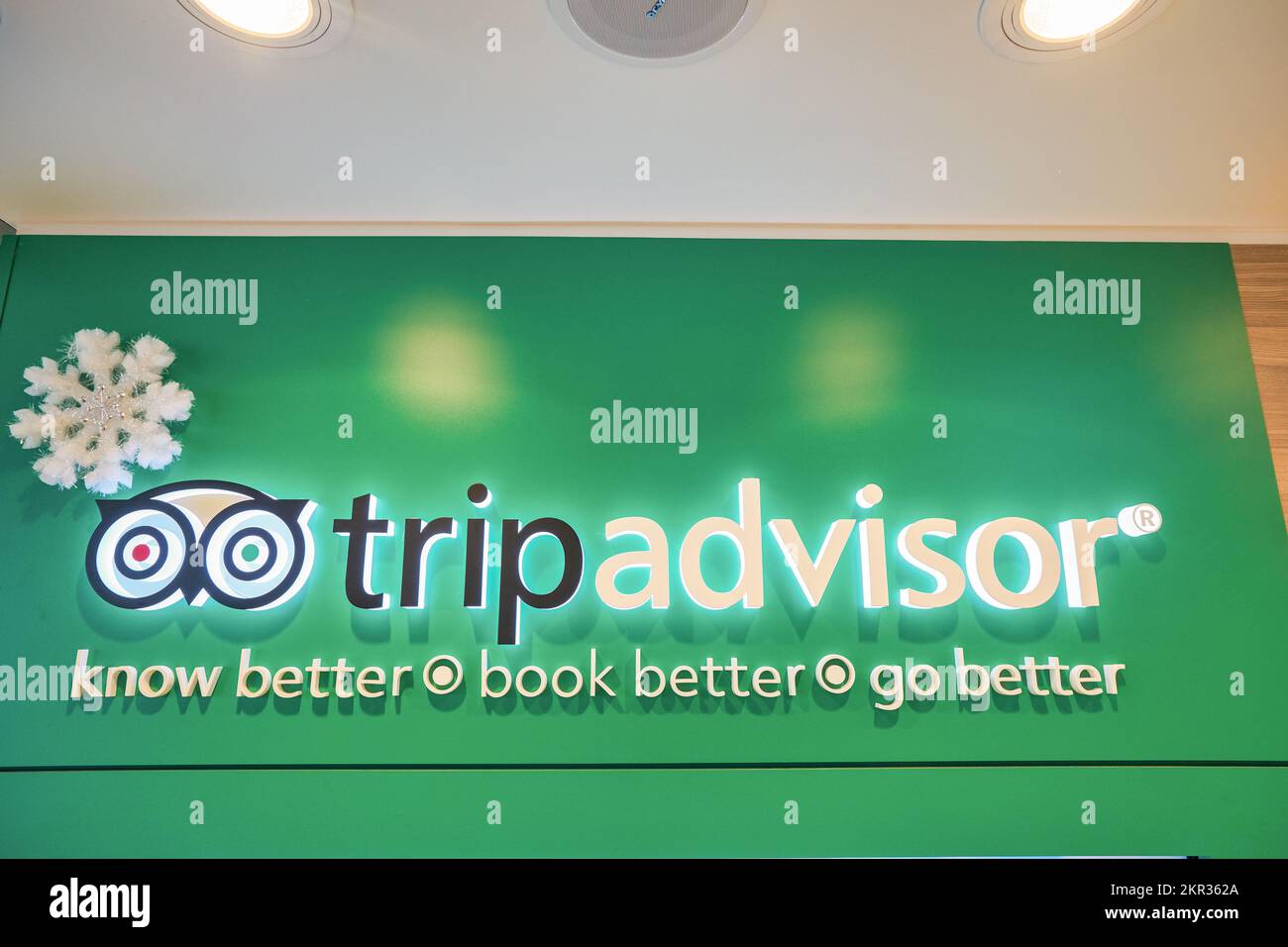 HONG KONG - CIRCA DECEMBER, 2019: TripAdvisor sign as seen at the shop ...