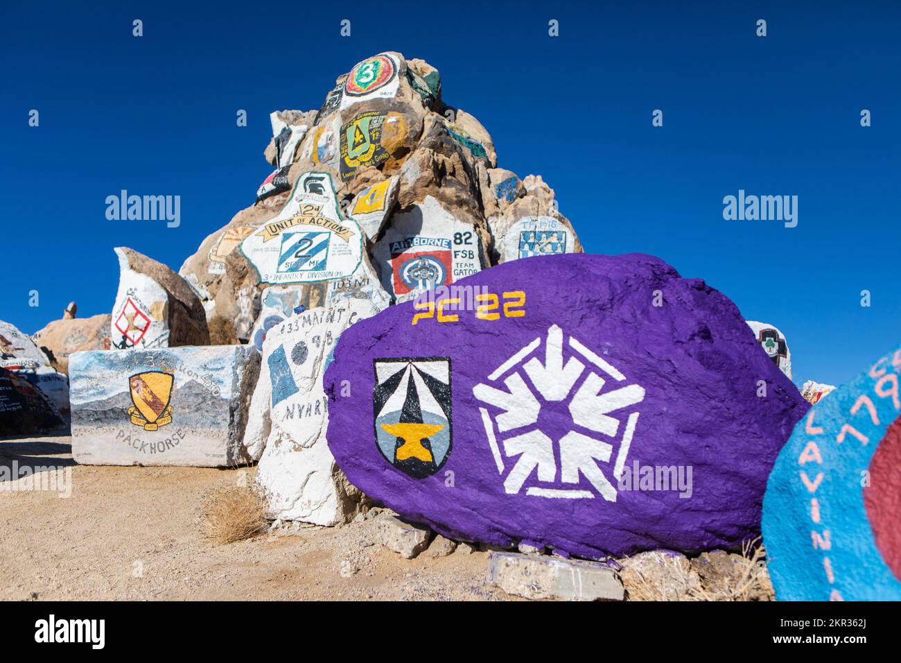 The newly painted PC 22 rock sits among many others outside the ...