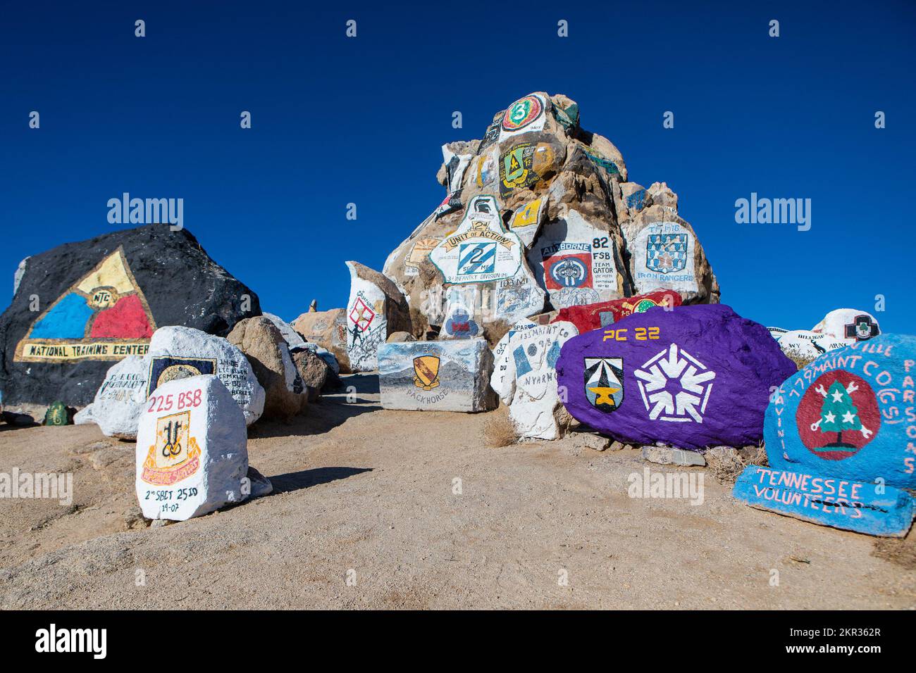 The newly painted PC 22 rock sits among many others outside the ...