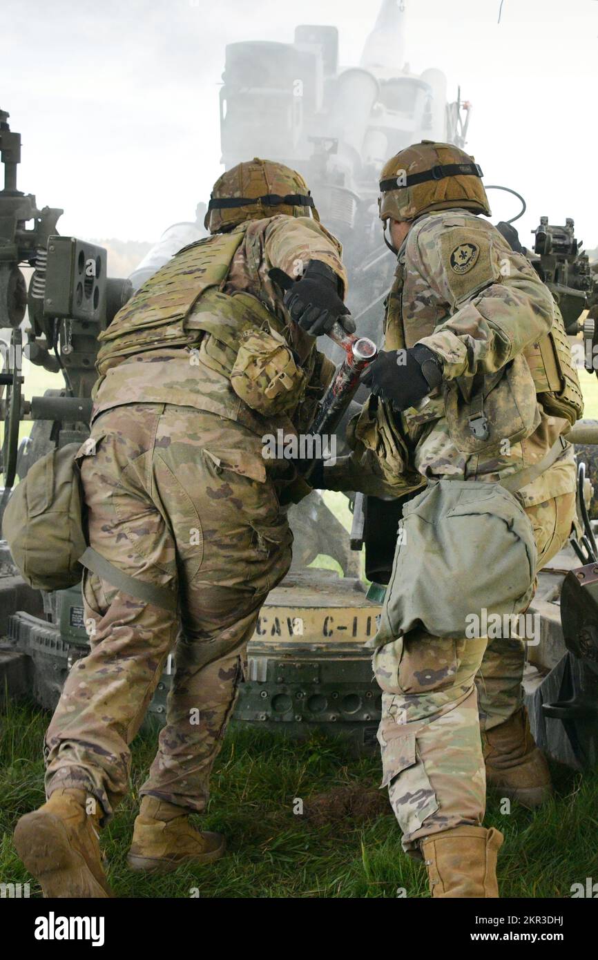 U.S. Soldiers assigned to C Battery, Field Artillery Squadron, 2nd ...