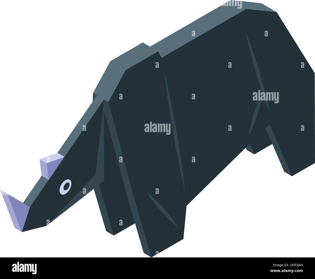 Rhino origami icon isometric vector. Paper animal. Folded geometric ...