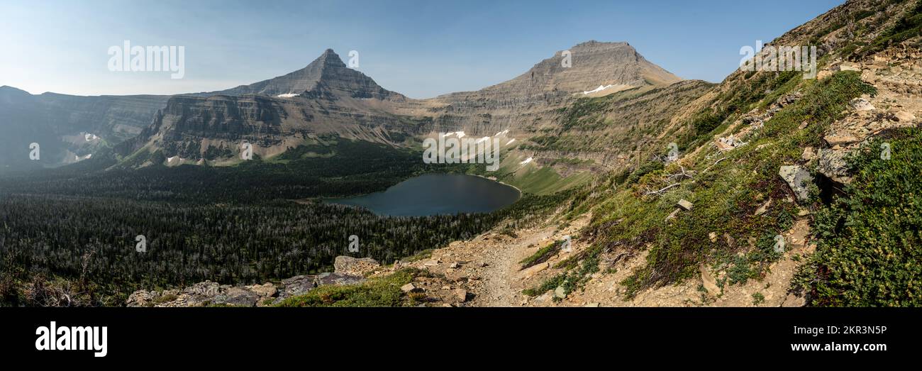 Panorama of Old Man Lake and Mount Morgan In Glacier National Park ...
