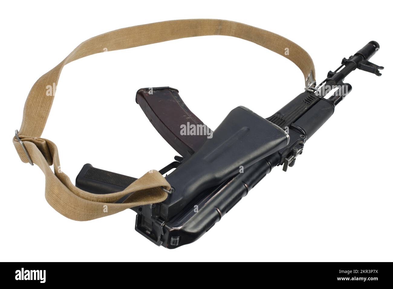 modern kalashnikov AK 74M assault rifle with folded stock isolated on ...