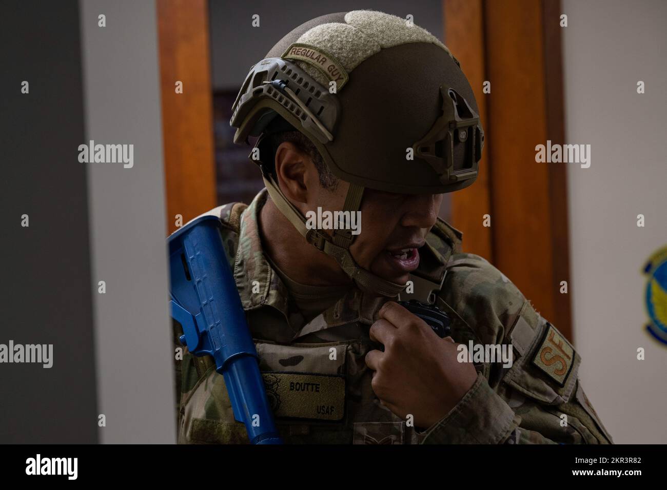 Tech. Sgt. Michael Boutte, 4th Security Forces Squadron flight sergeant, establishes ...