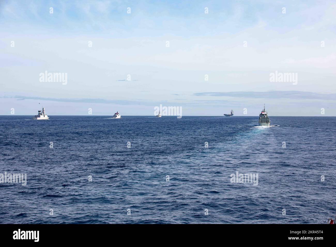 A view from the Arleigh Burke-class guided-missile destroyer USS Thomas ...
