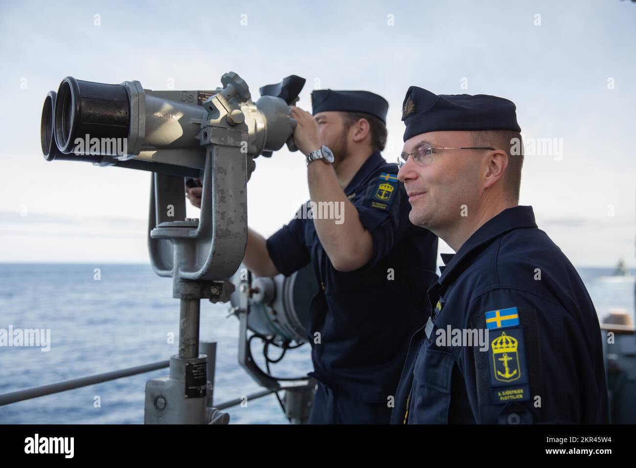 Swedish Navy Lt. Cmdr. Viktor Tornerhjelm, right, and Swedish Navy ...