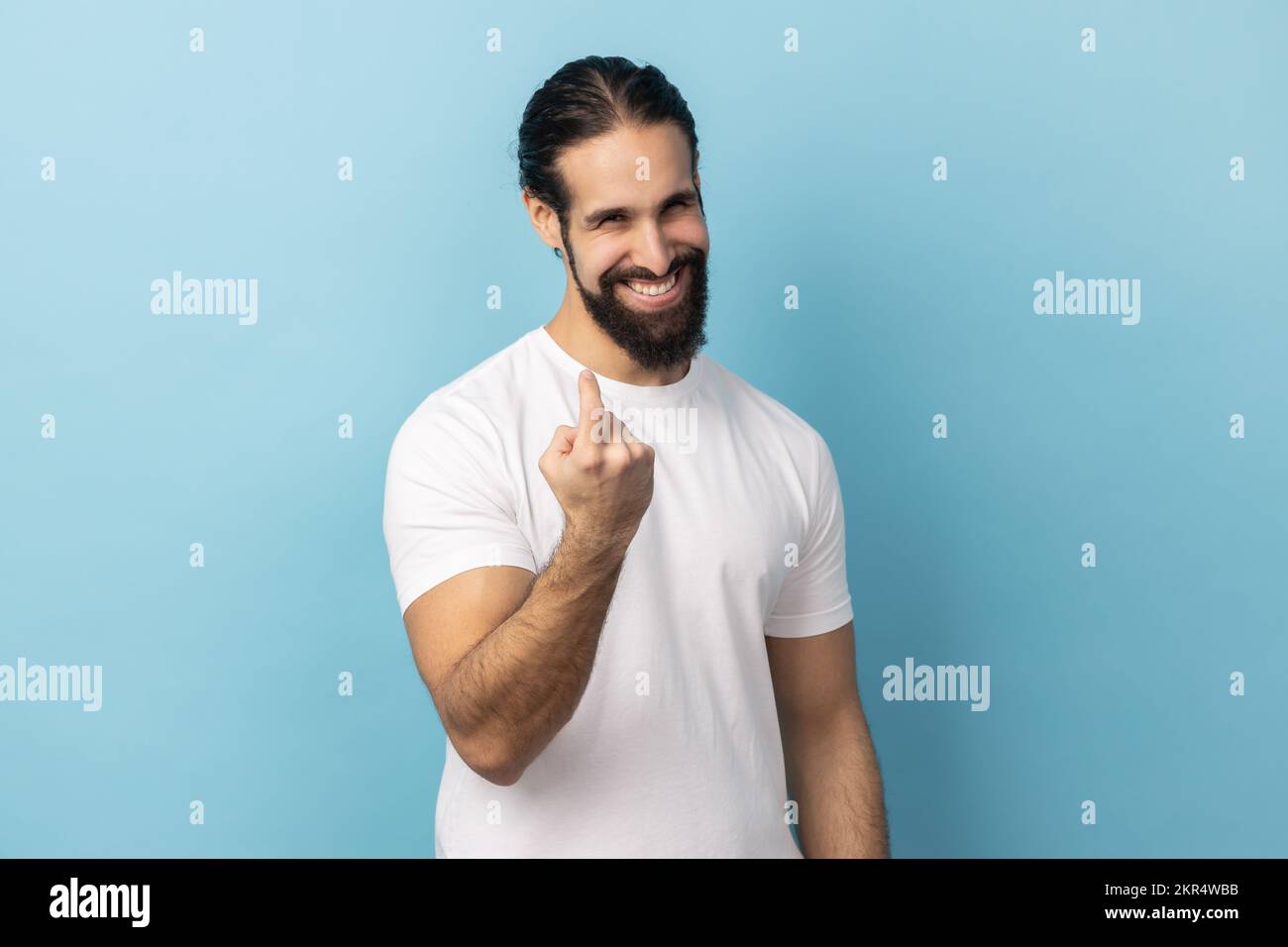 Inviting gesture beard adult man hi-res stock photography and images ...