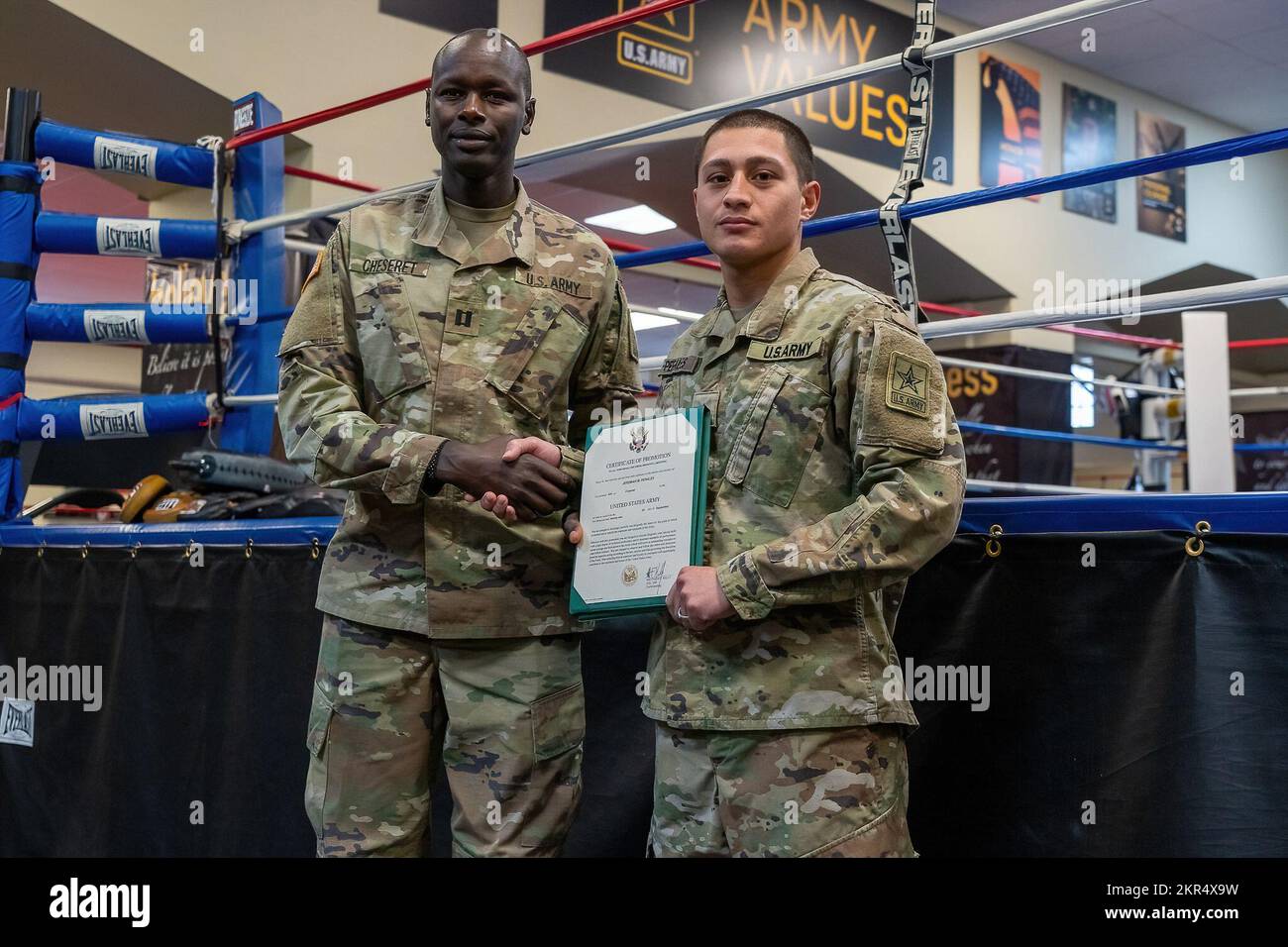 Cpl. Jeremiah Perales is promoted to his current rank during a ceremony ...