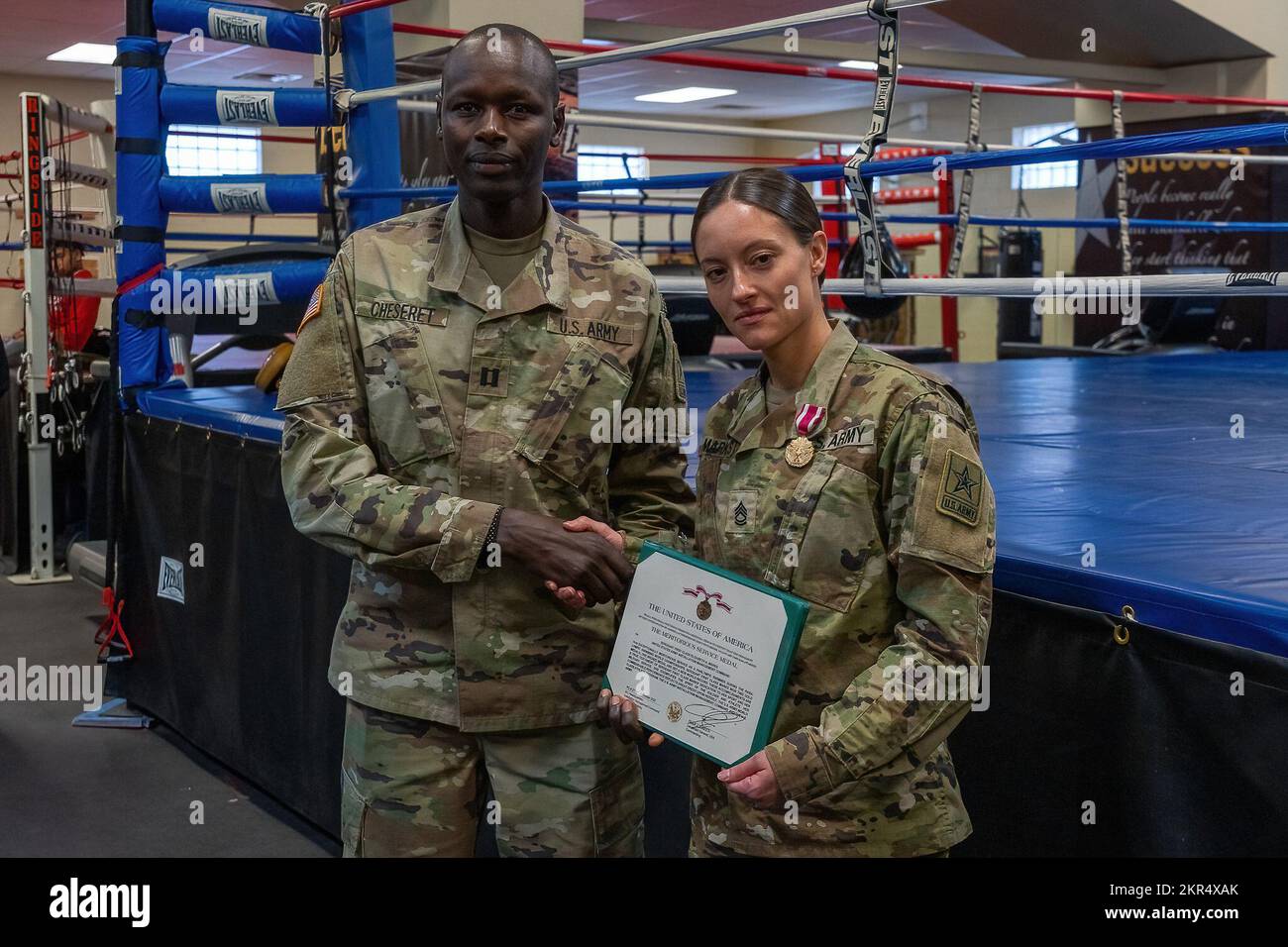 Army Sgt. 1st Class Elizabeth Marks was awarded the Meritorious Service ...
