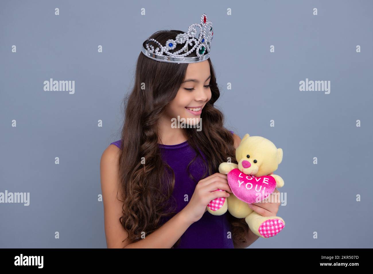 Teenager princess child celebrates success win and victory. Teen girl ...