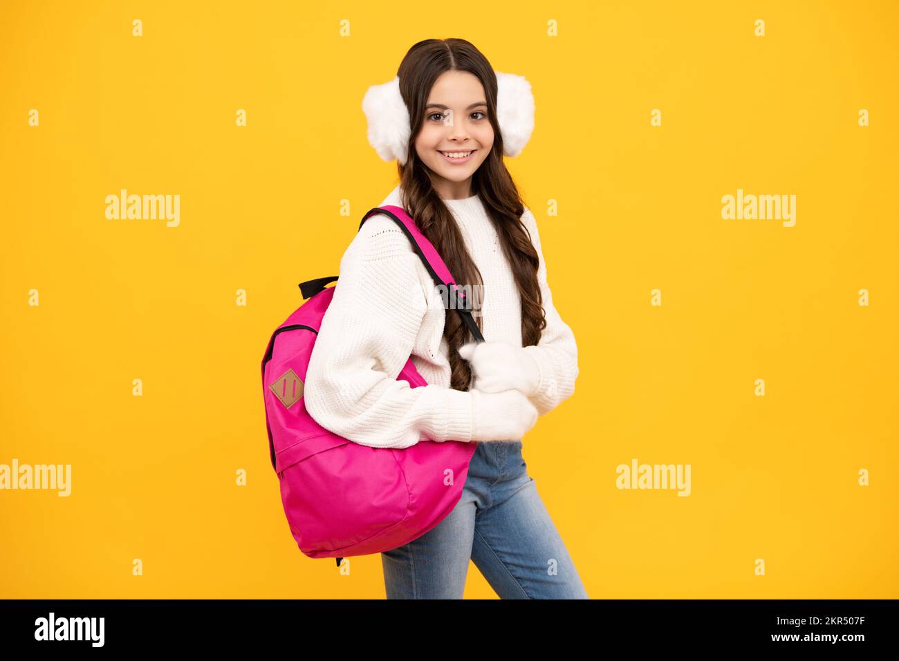 Autumn school holiday. Back to school. Teenager schoolgirl in autumn ...
