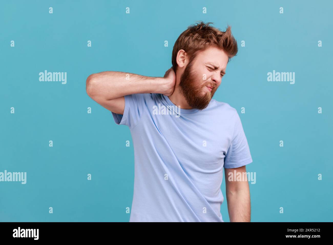 Portrait exhausted young man neck hi-res stock photography and images ...