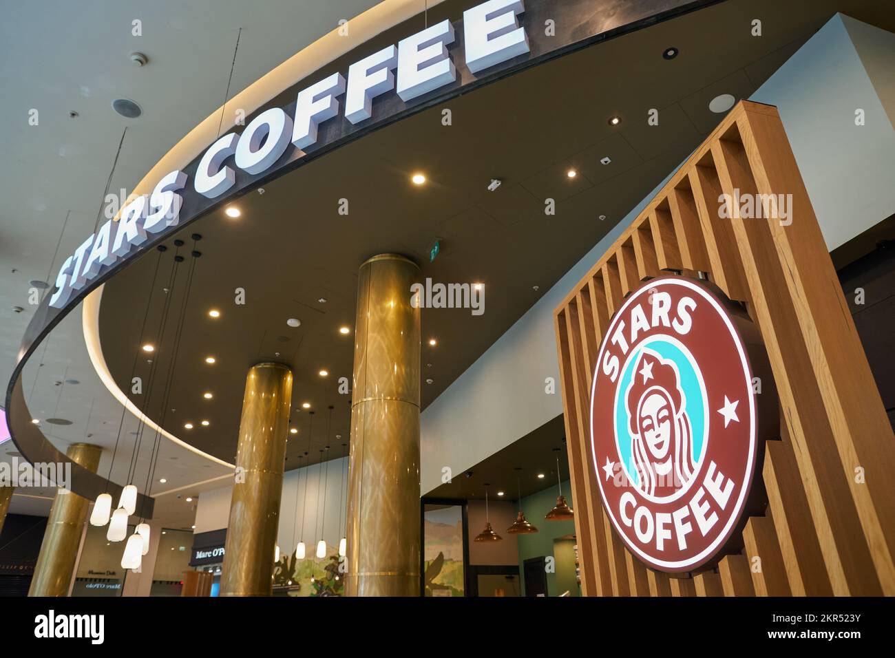 SAINT PETERSBURG, RUSSIA - CIRCA SEPTEMBER, 2022: Stars Coffee sign as ...