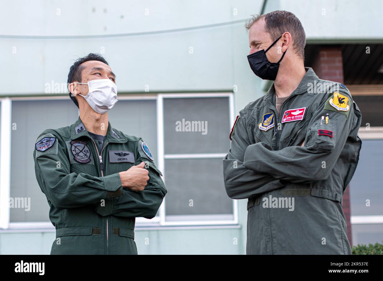 Japan Air Self-Defense Force Lt. Col. Tomonori Okubo, left, JASDF 6th ...