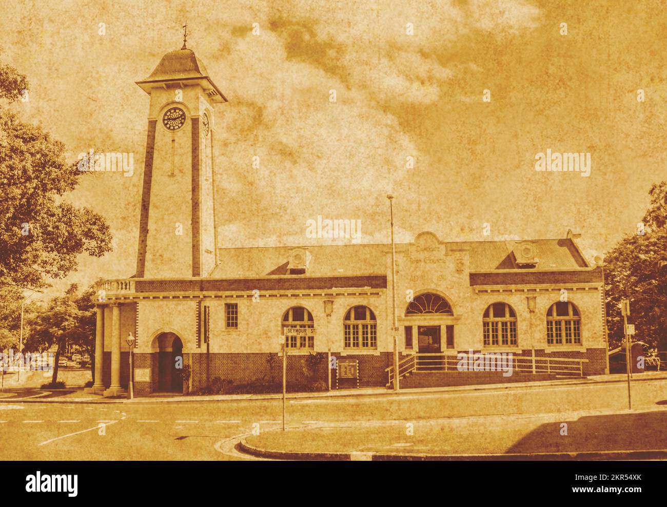 Vintage architecture postcard repro on the Sandgate town hall captured ...