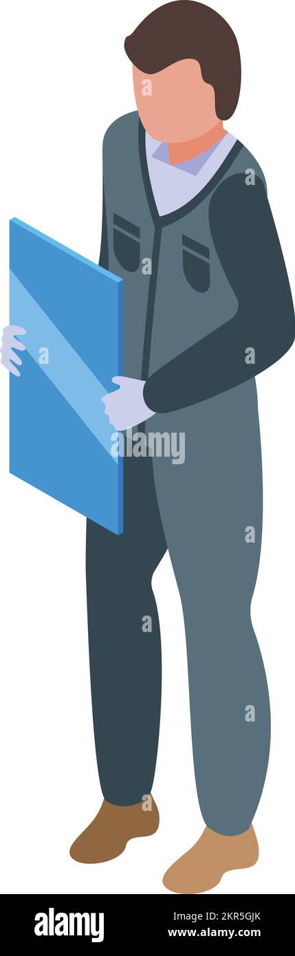 Glass worker icon isometric vector. Window factory. Material process ...