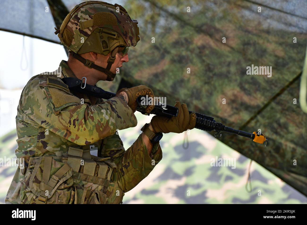 A U.S. Army Paratrooper assigned to the 173rd Airborne Brigade ...