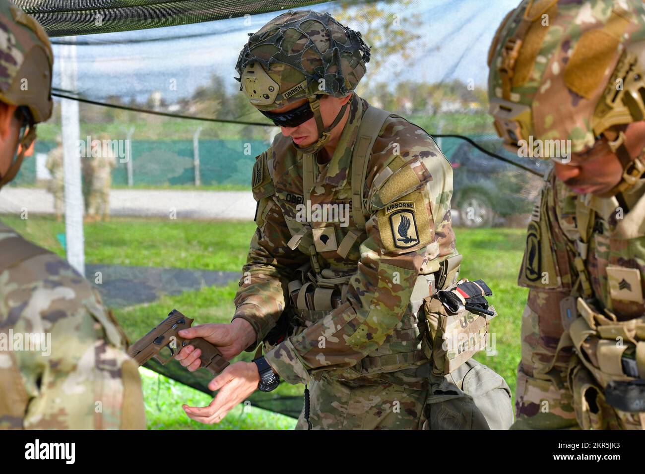 A U.S. Army Paratrooper assigned to the 173rd Airborne Brigade ...