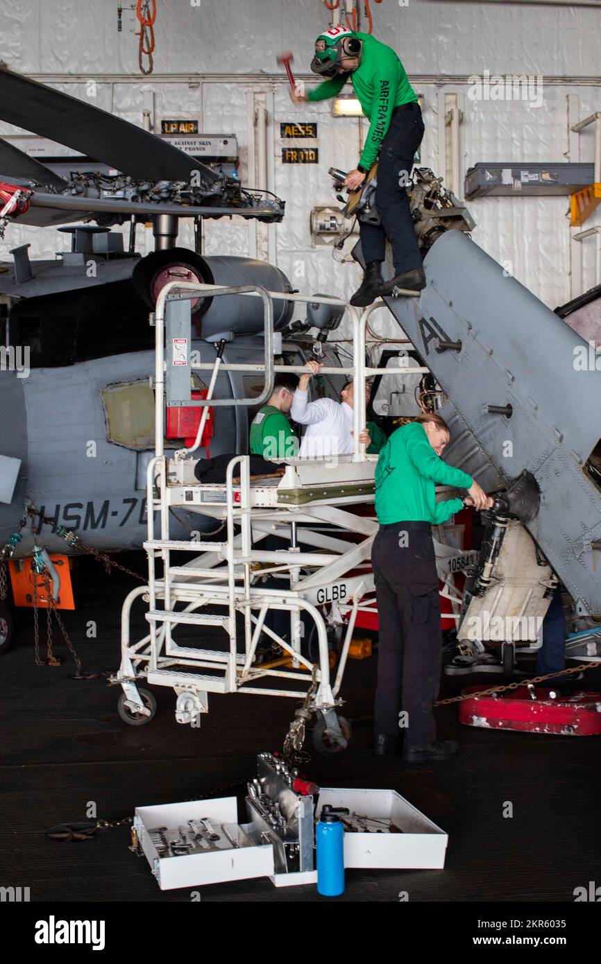 Sailors assigned to the "Tridents" of Helicopter Sea Combat Squadron ...