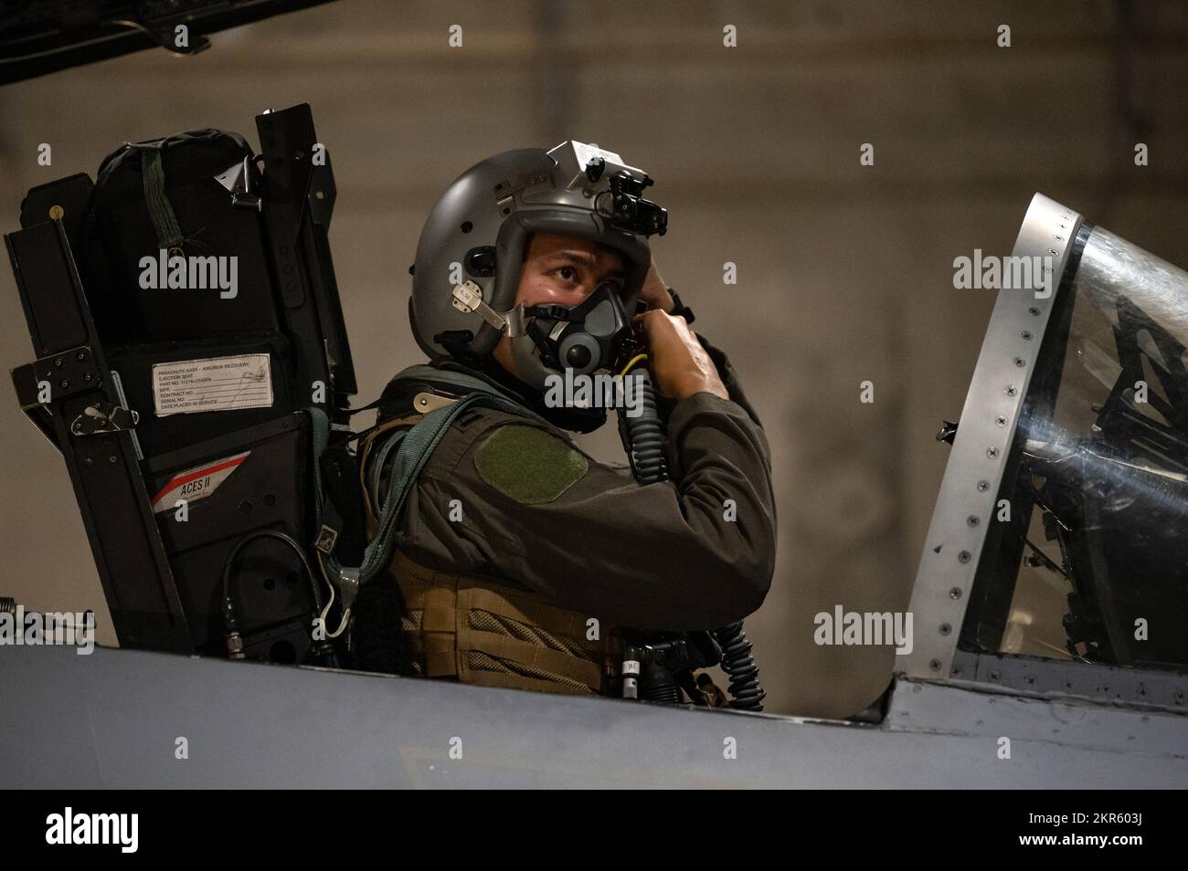 A U.S. Air Force F-15C Eagle pilot assigned to the 44th Fighter ...