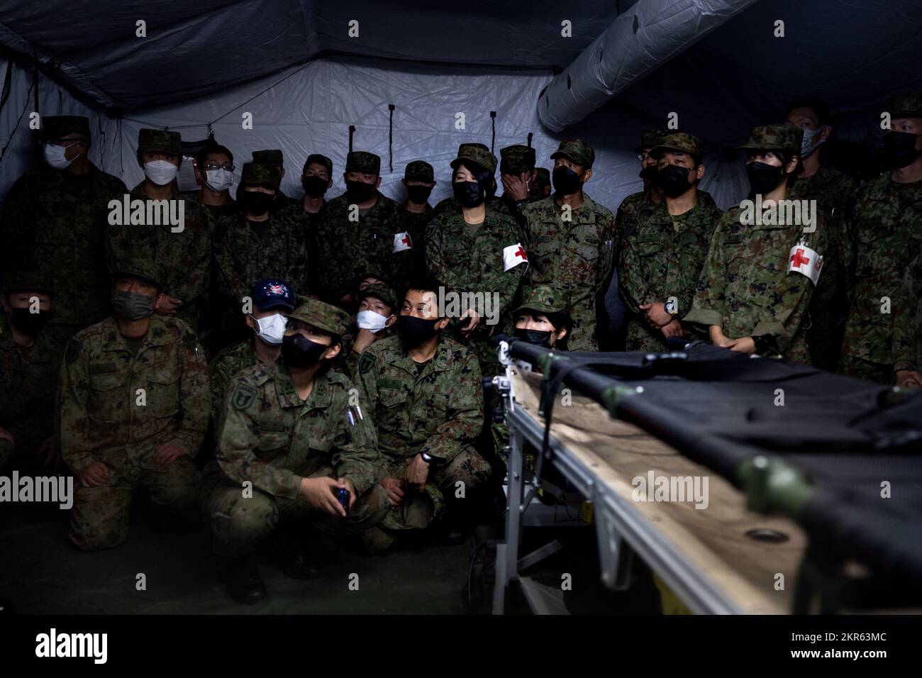 Japan Ground Self-Defense Force members view a Role 2 Military ...