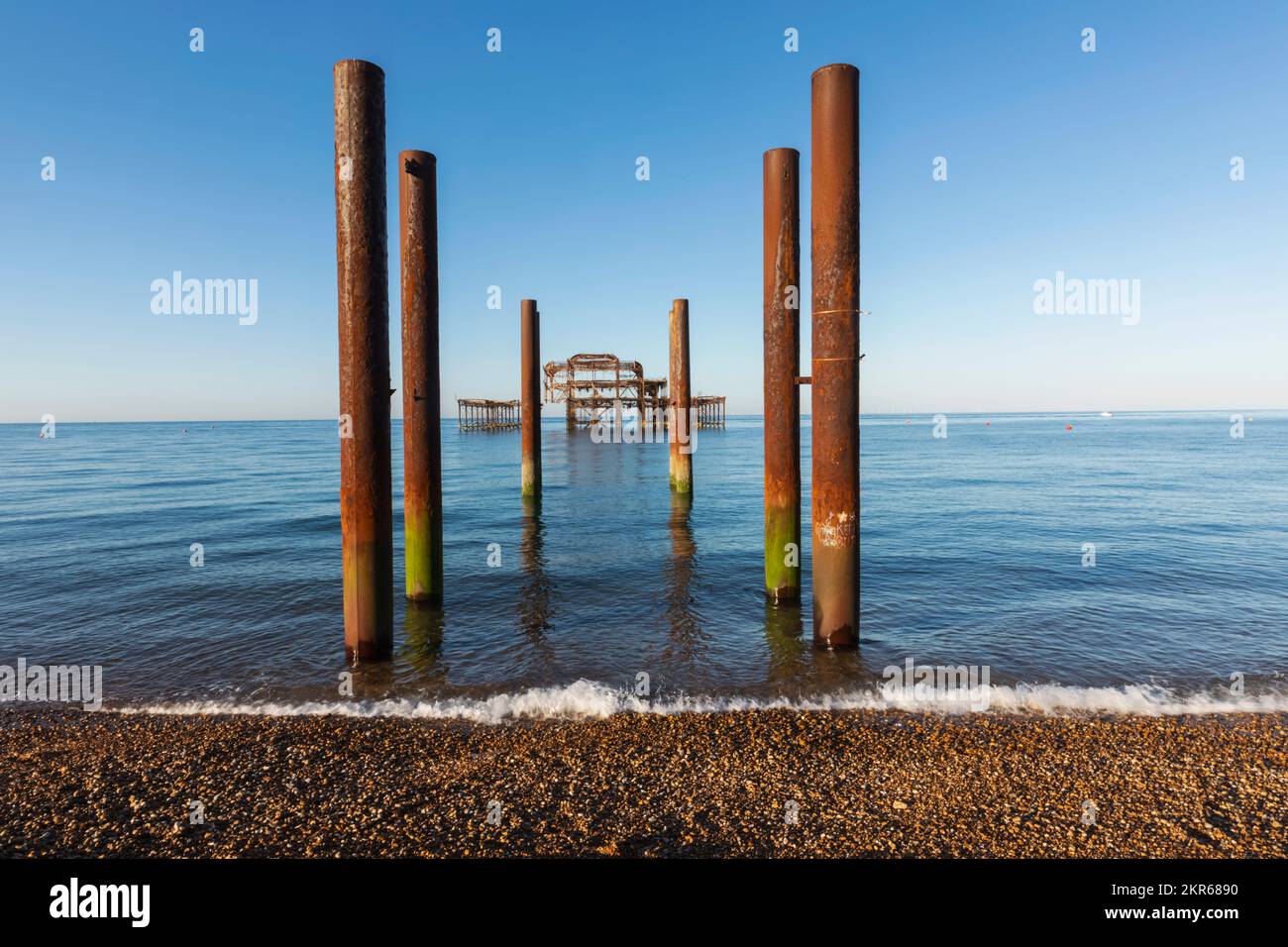 England, East Sussex, Brighton, Ruins of The Old West Pier Stock Photo ...