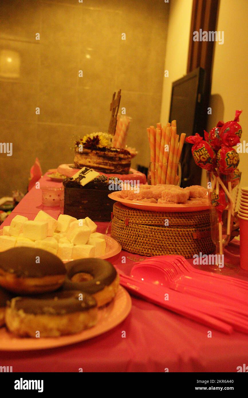 Birthday Decoration Setup, Cakes Stock Photo - Alamy