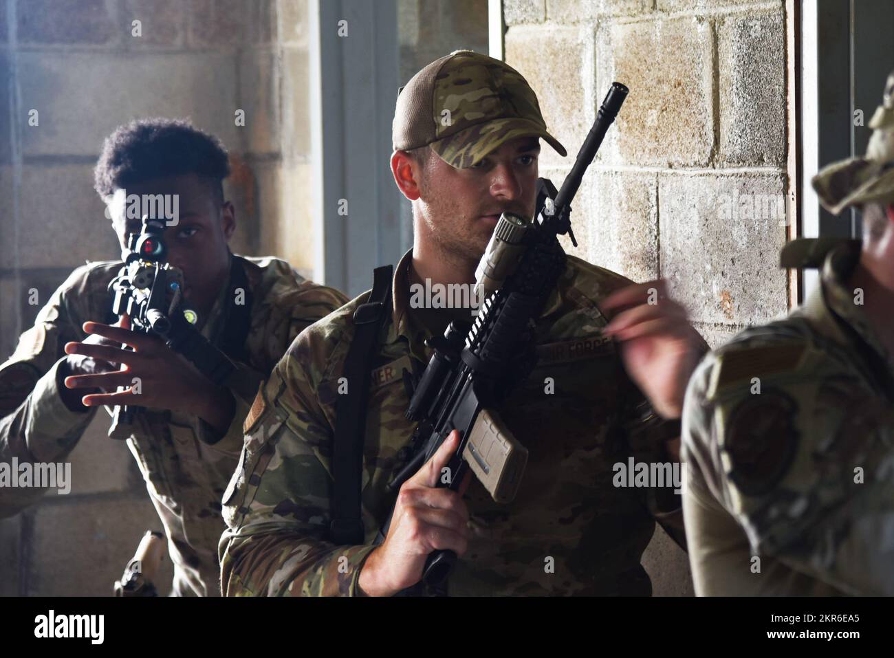 U.S. Air Force Airman First Class Martavius White (left), 822nd Base ...