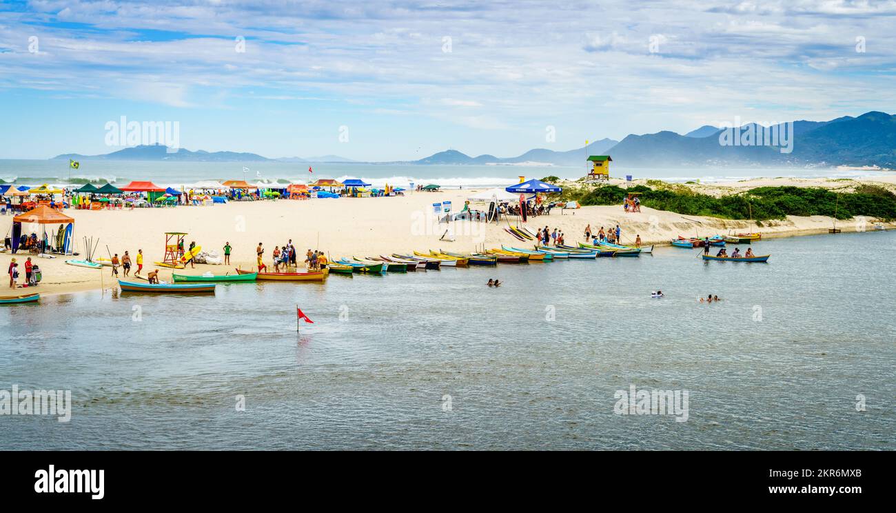 Guarda do Embau, January 14, 2022: Rio da Madre separating Praia Guarda ...