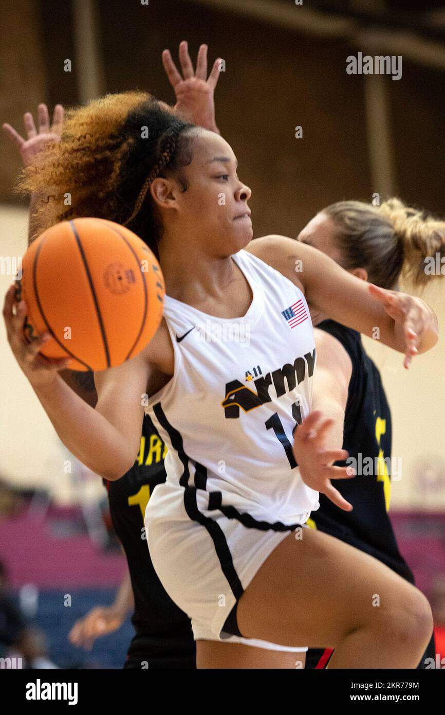 Army Spc. Jada Sheridan passes the ball during the 2022 Armed Forces ...