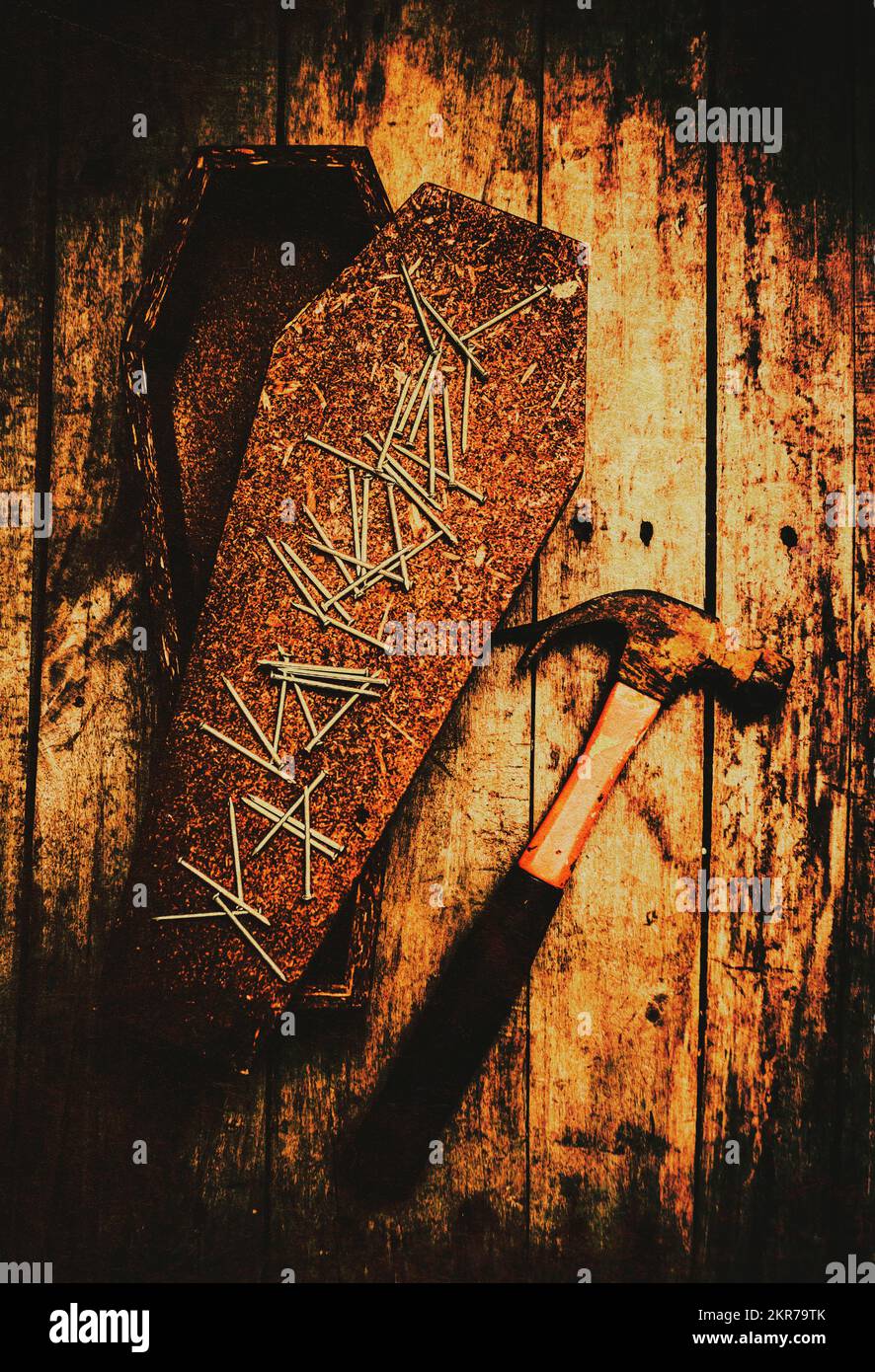 Eerie horror metaphor in a visual display on the beginning of the end ...