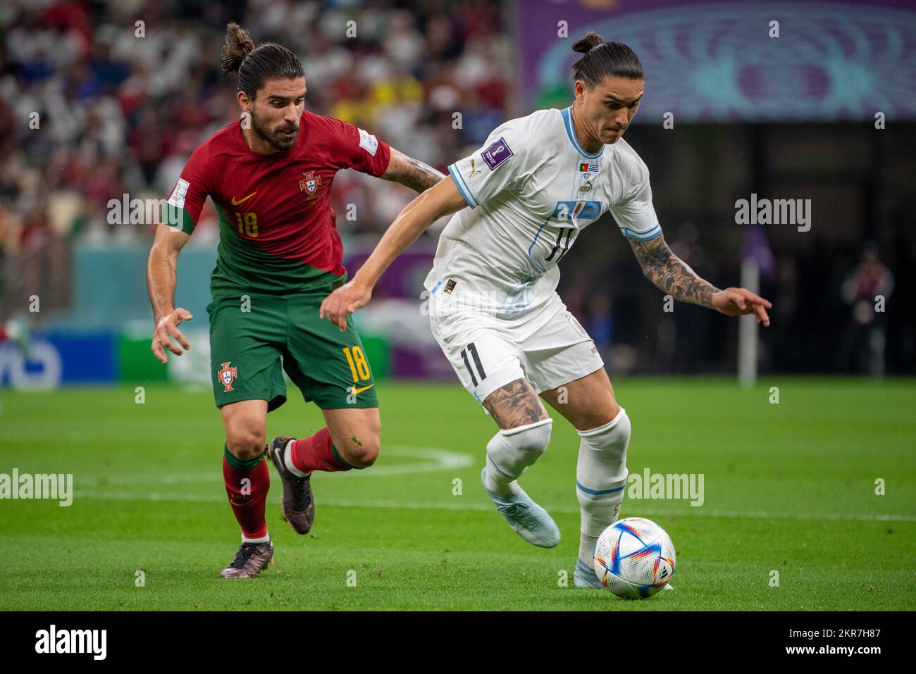 Darwin Nunez of Uruguay and Ruben Neves of Portugalduring the FIFA ...
