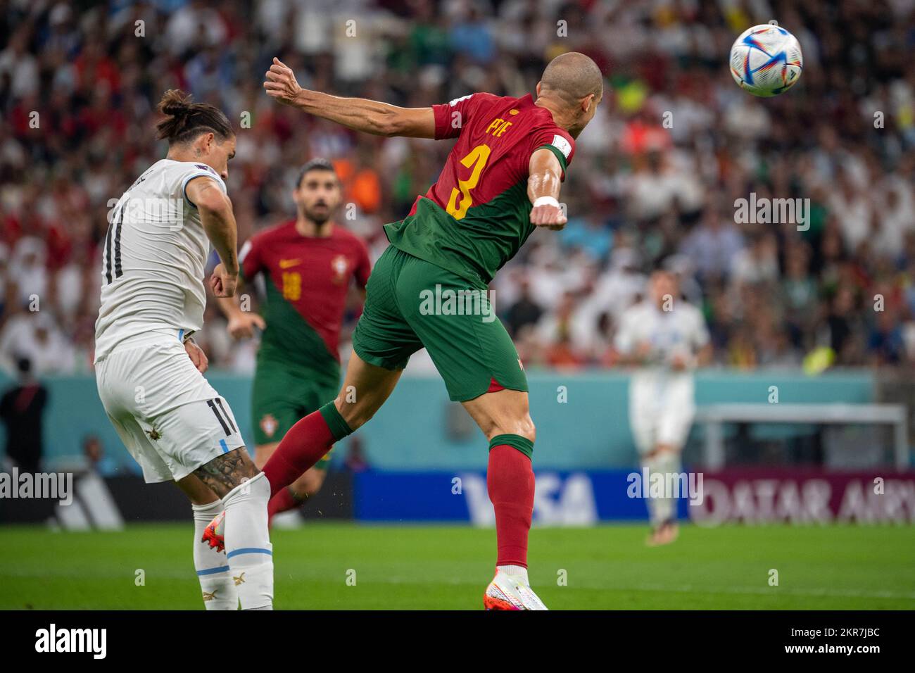 Pepe of Portugal heads the ball during the FIFA World Cup Qatar 2022 ...