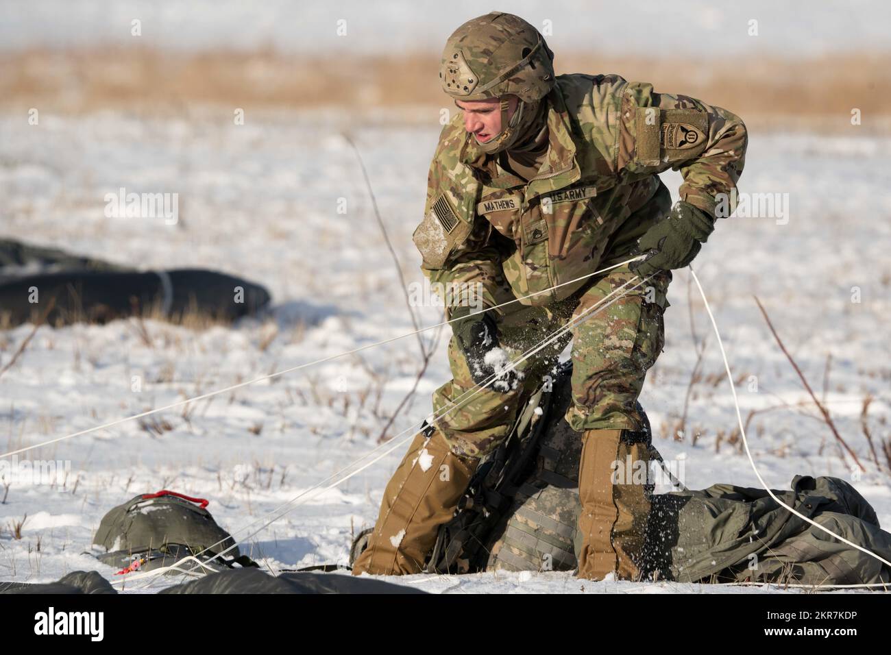 U.S. Army Staff Sgt. William Mathews, a paratrooper assigned to the 2nd ...