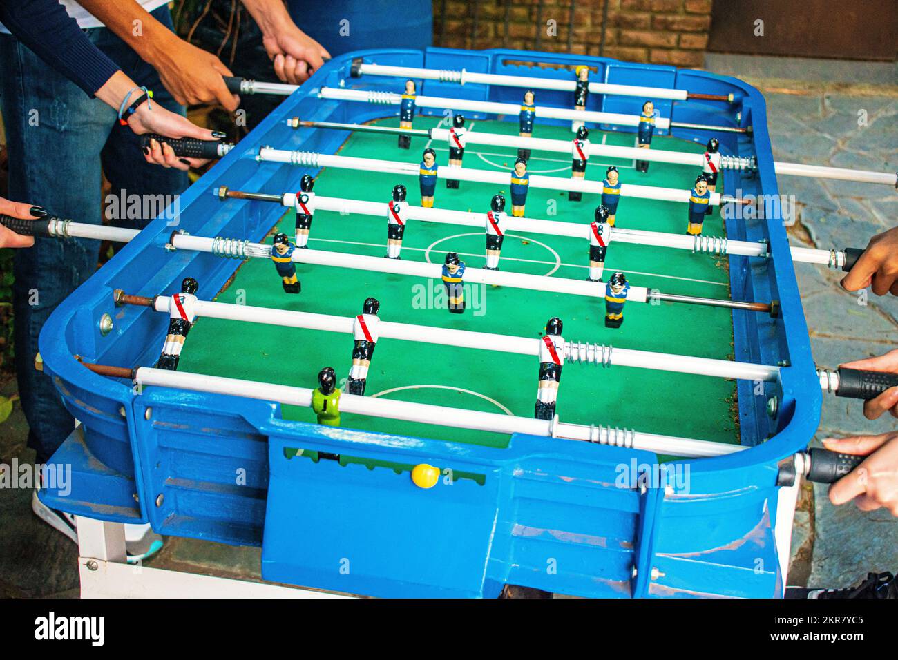 Metegol, futbolín, futbolito. Table soccer game with River Plate and ...