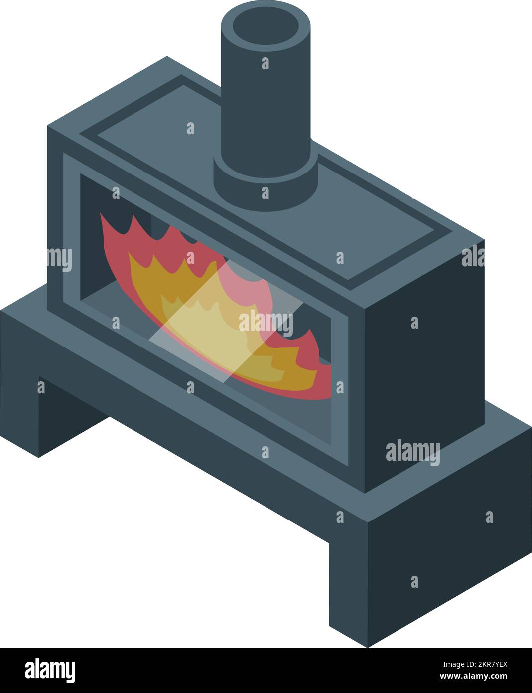 Furnace fire icon isometric vector. Gas house. Flame burning Stock ...